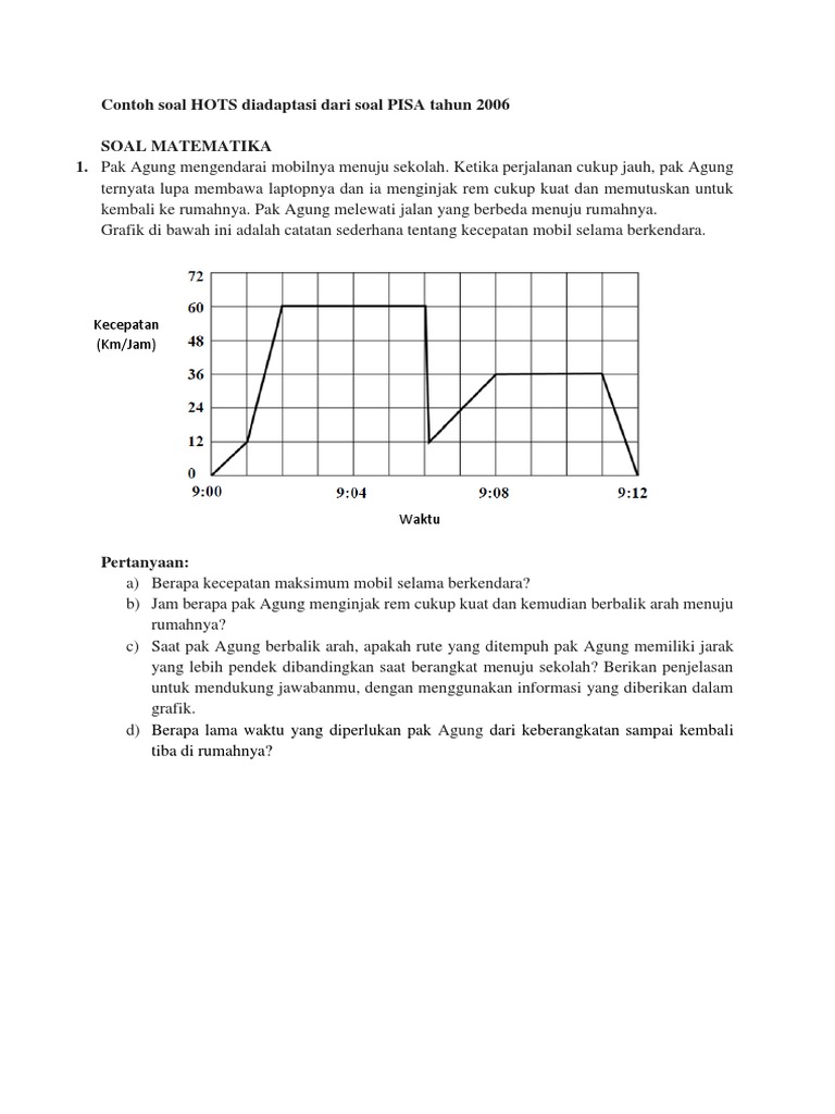 Contoh Soal HOTS Diadaptasi Dari Soal PISA Tahun 2006 | PDF