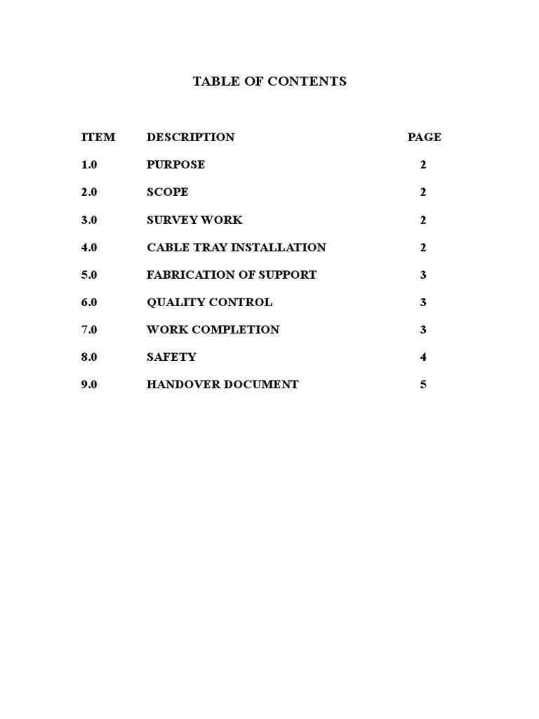 Method Statement For Cable Tray Installation | PDF | Metal Fabrication ...