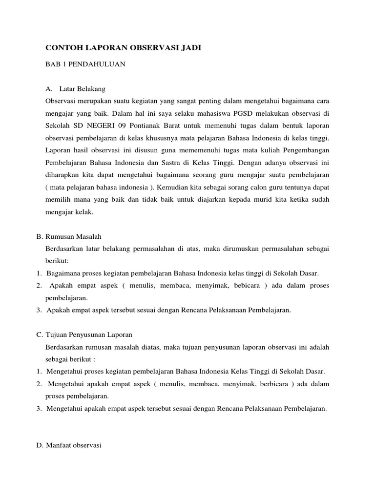 Contoh Observasi | PDF