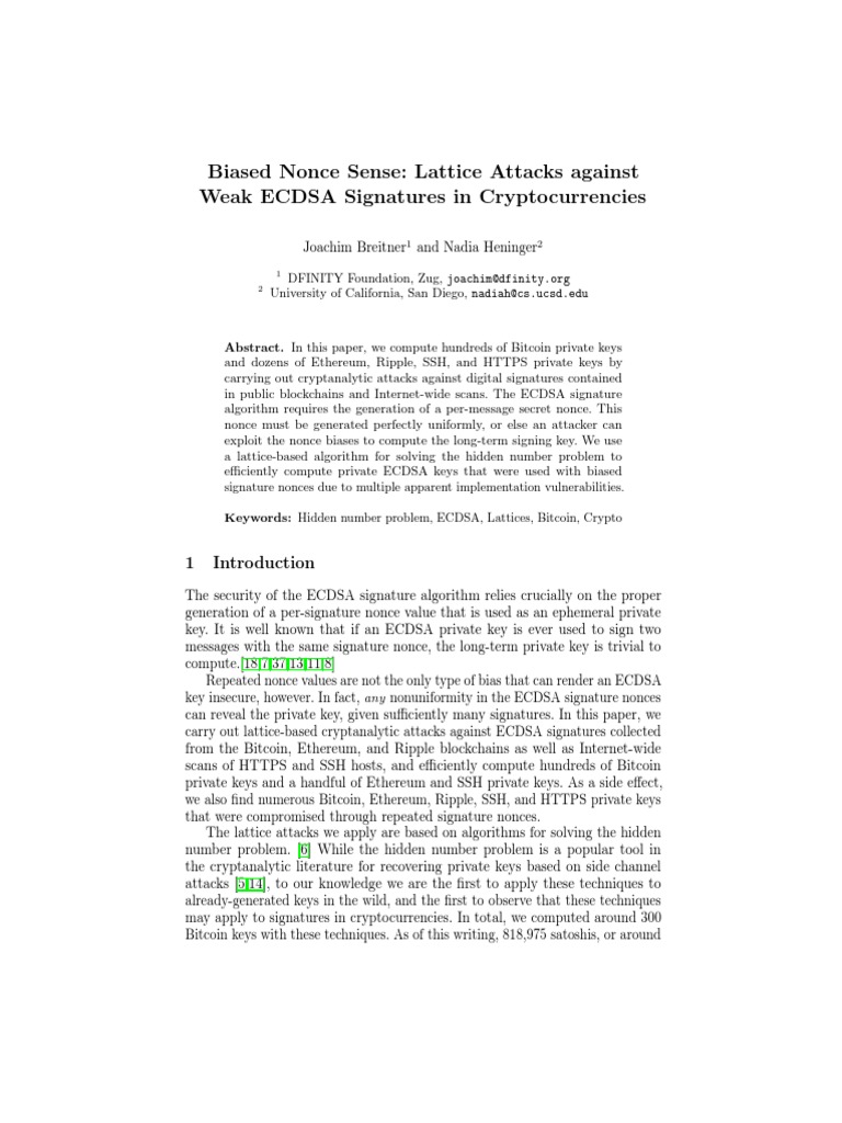 Lattice Attack | PDF