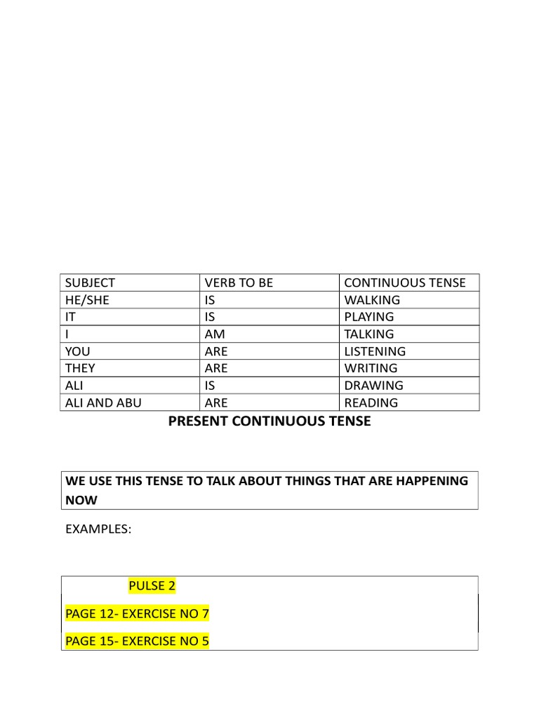 Present Contionuous Tense | PDF