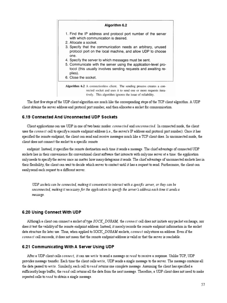 6.19 Connected and Unconnected UDP Sockets | PDF | Network Socket | Transmission Control Protocol