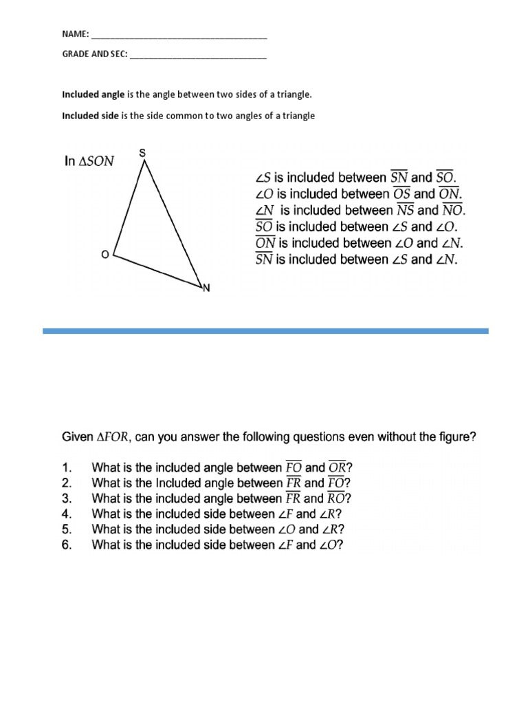 Parts of A Triangle in Terms of Their Relative Positions