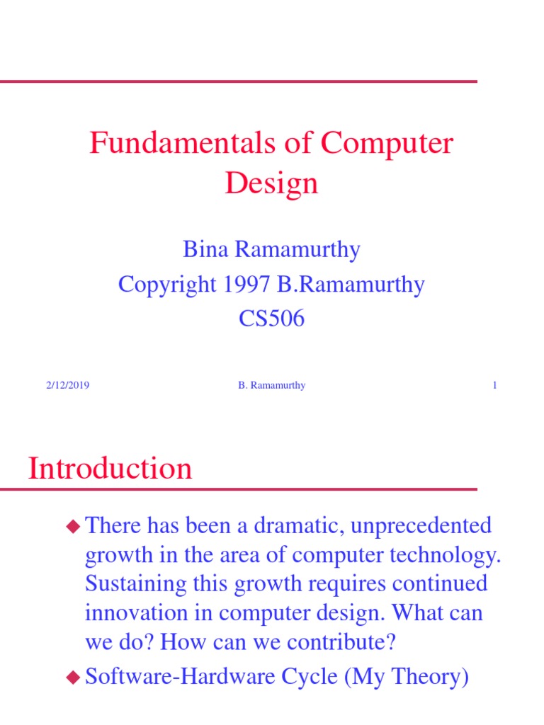 Fundamentals of Computer Design: Bina Ramamurthy CS506 | Download Free PDF | Central Processing ...