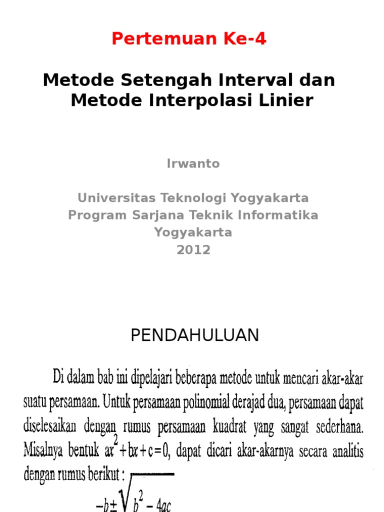 Metode Setengah Interval Dan Metode Interpolasi Linier | PDF