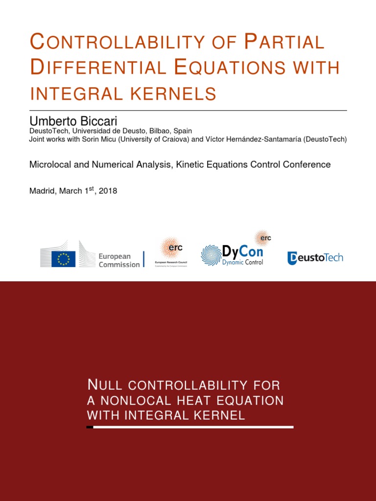 Controllability of Partial Differential Equations With Integral Kernels - Umberto Biccari ...