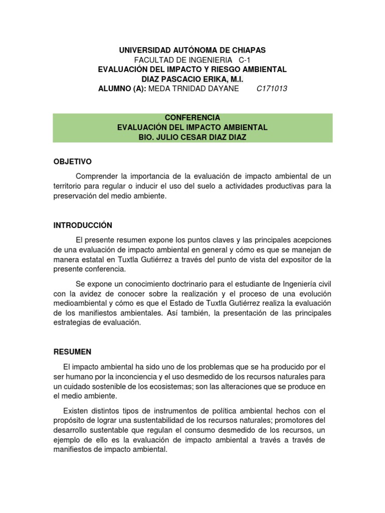 CONFERENCIA Evaluacion Del Impacto Ambiental | PDF | Evaluación de ...