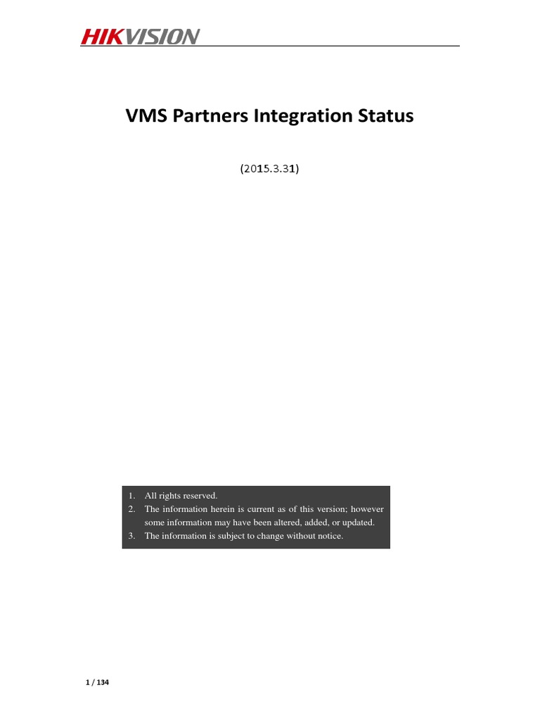 Hikvision VMS Partners Integration Status-20150331 | PDF | Digital ...