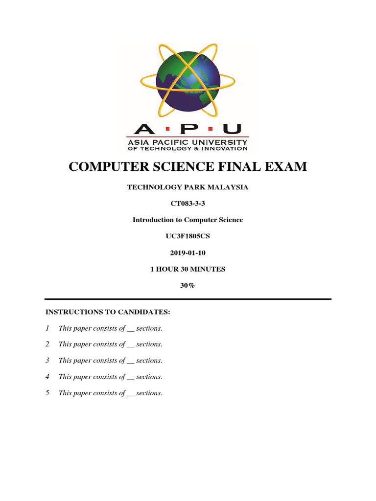 Computer Science Final Exam | PDF