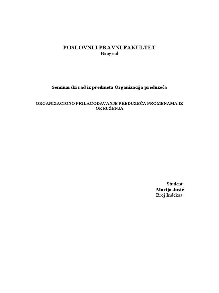 Organizacija Preduzeca | PDF