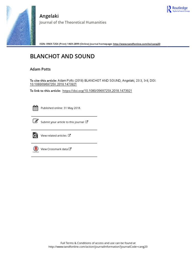 Blanchot and Sound | PDF | Sound | Singing