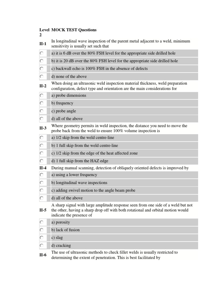 Level 2 MOCK TEST Questions | PDF | Welding | Construction