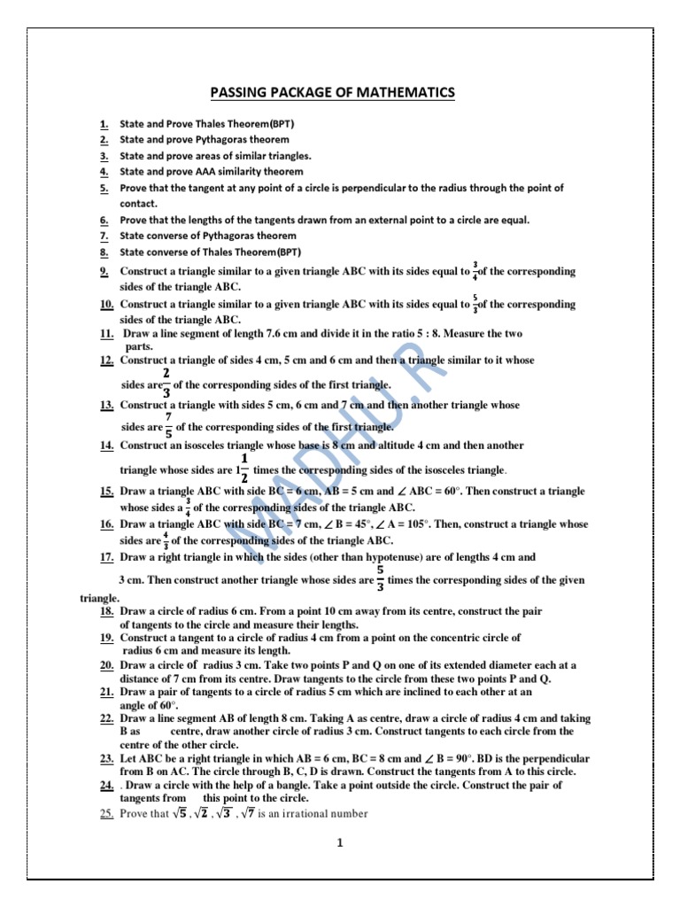 Maths Passing Package | PDF | Triangle | Circle
