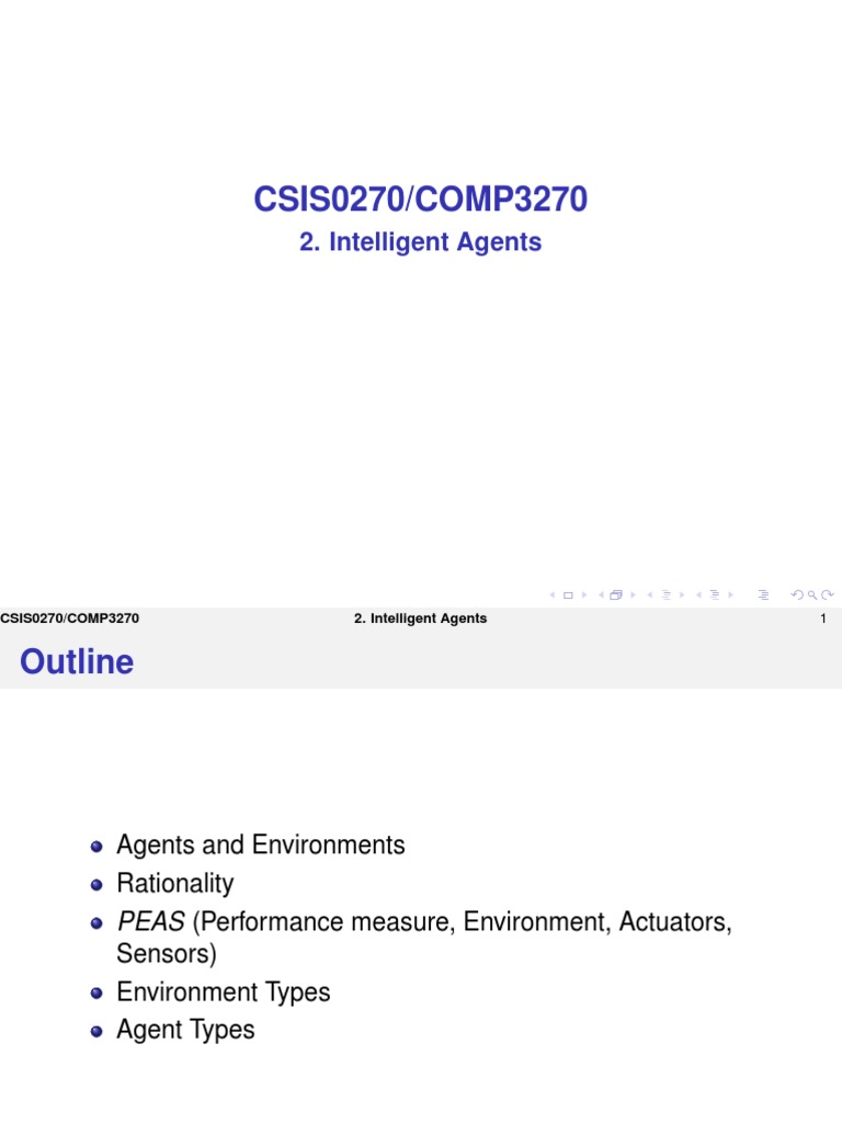 CSIS0270/COMP3270: 2. Intelligent Agents | PDF | Applied Mathematics | Academic Discipline ...