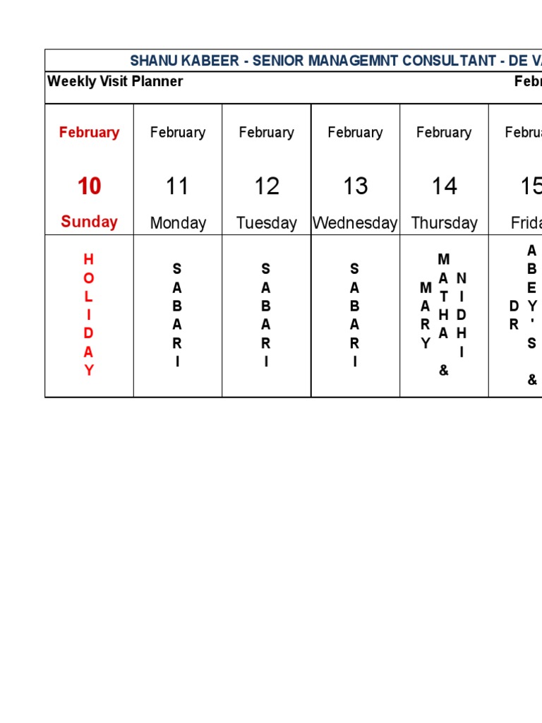 Weekly Planner | PDF | Sports | Leisure