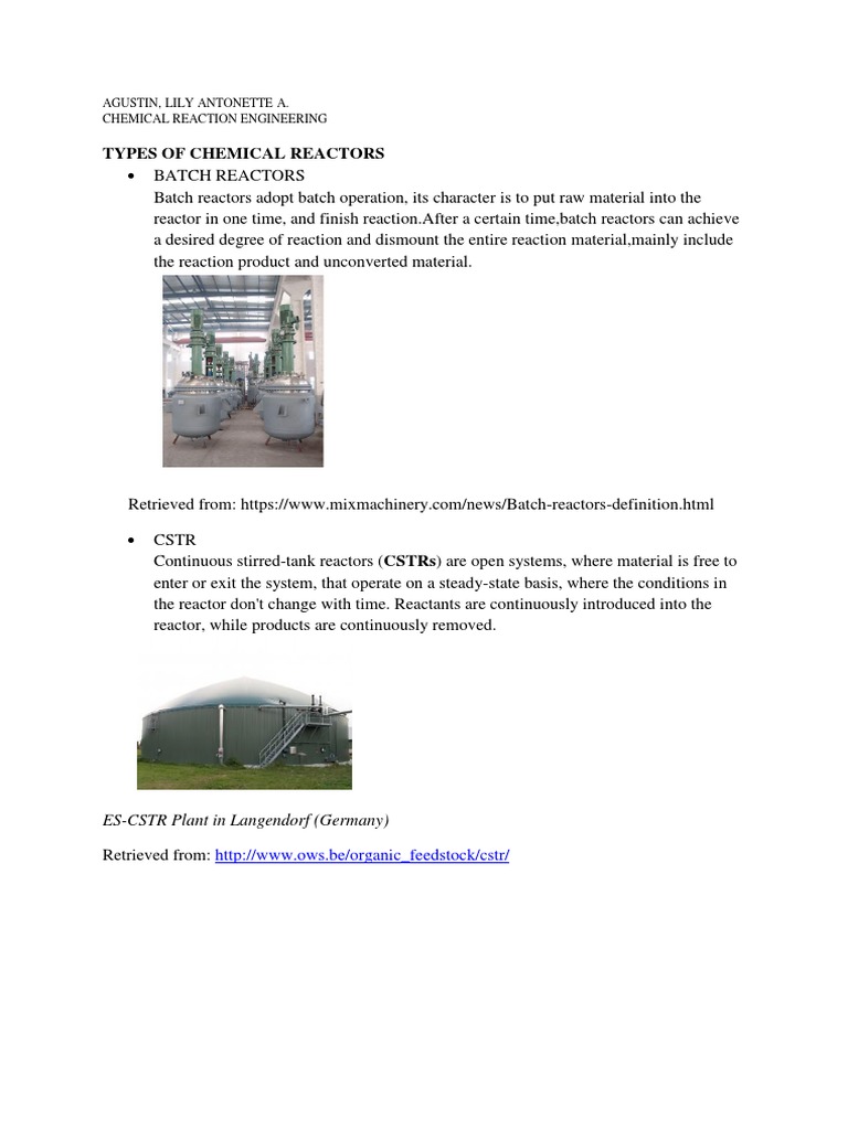 Types of Chemical Reactors | PDF | Chemical Equipment | Chemical Reactor