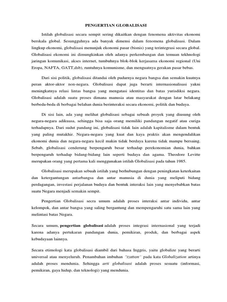 Pengertian dan Dampak Globalisasi | PDF | Politik