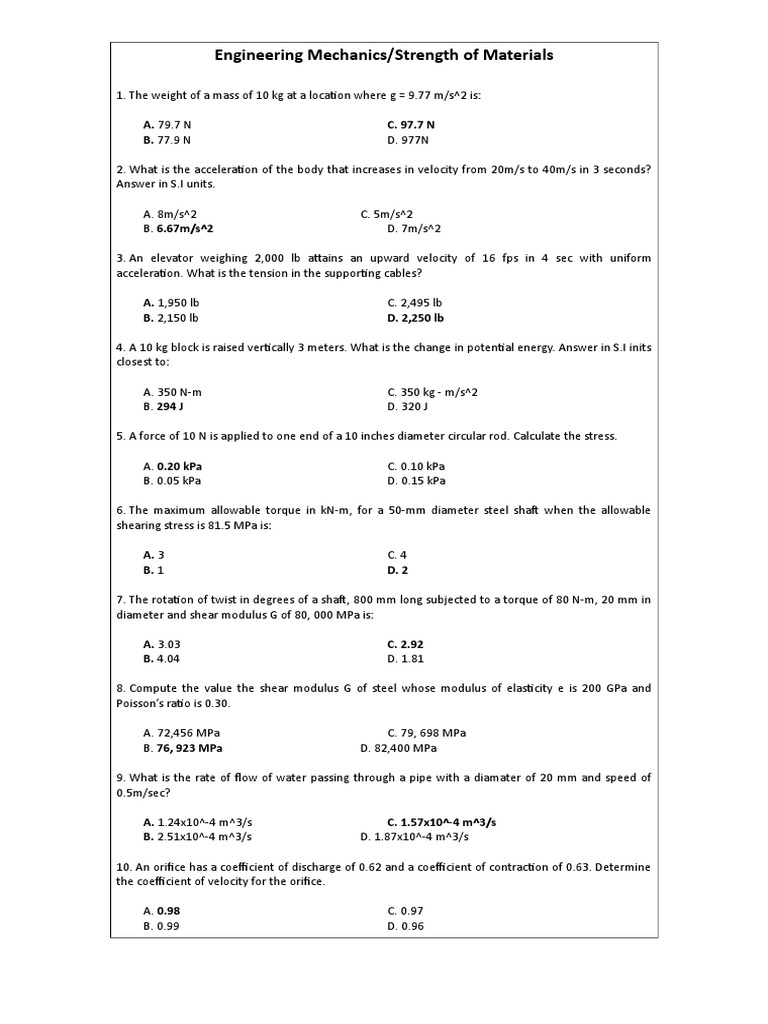 Problem Set 5 - Engineering Mechanics-Physics | PDF | Speed Of Light ...