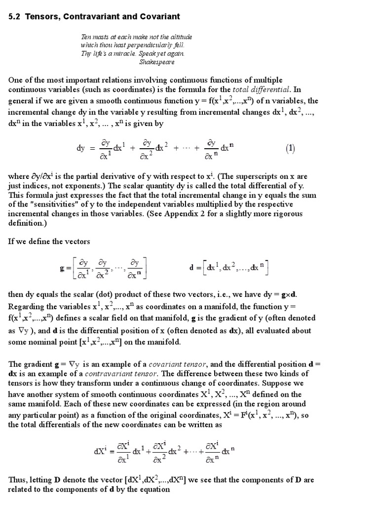 Tensors, Contravariant and Covariant | PDF | Tensor | Euclidean Vector