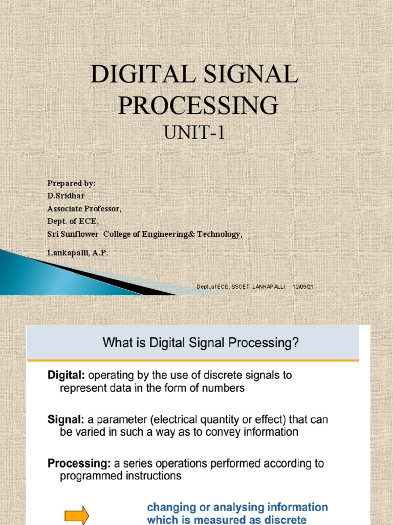 Digital Signal Processing: UNIT-1 | PDF | Discrete Time And Continuous Time | Electronic Engineering