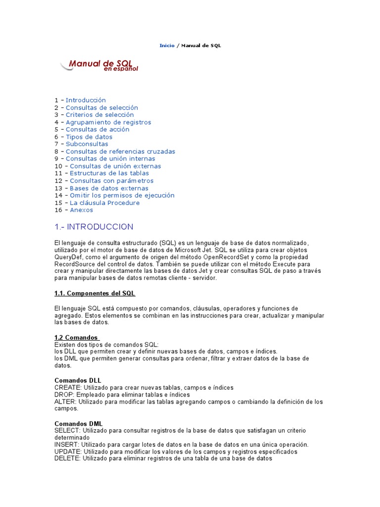 Manual SQL | PDF | SQL | Tabla (base de datos)