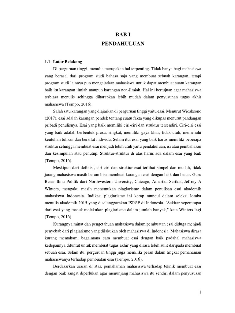 TEKNIK MEMBUAT ESAI YANG BAIK DAN BENAR | PDF