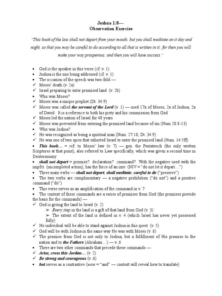 Observation PT 1 | PDF | Moses | Joshua