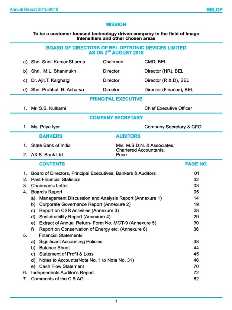 BELOP Annual Report 2015-16 PDF | PDF | Internal Control | Audit