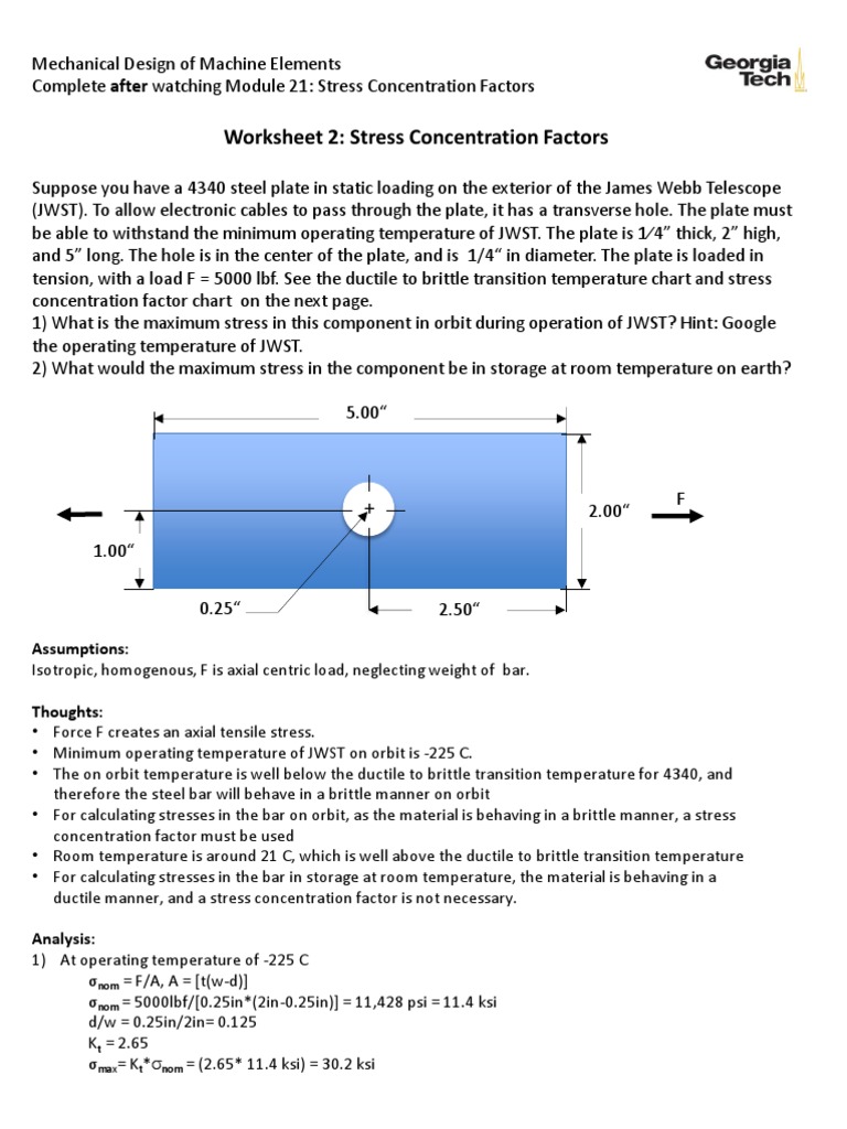 Stress Concentration in JWST Design | PDF | Stress (Mechanics) | Ductility