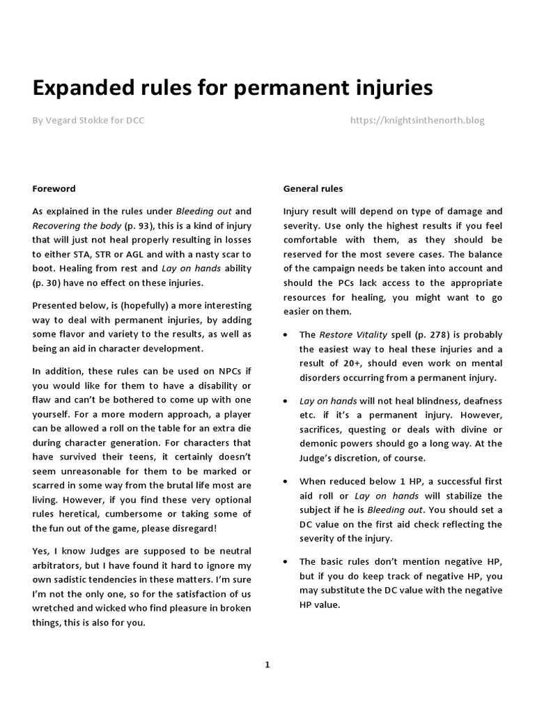 Permanent Injuries | PDF | Hearing Loss | Visual Impairment