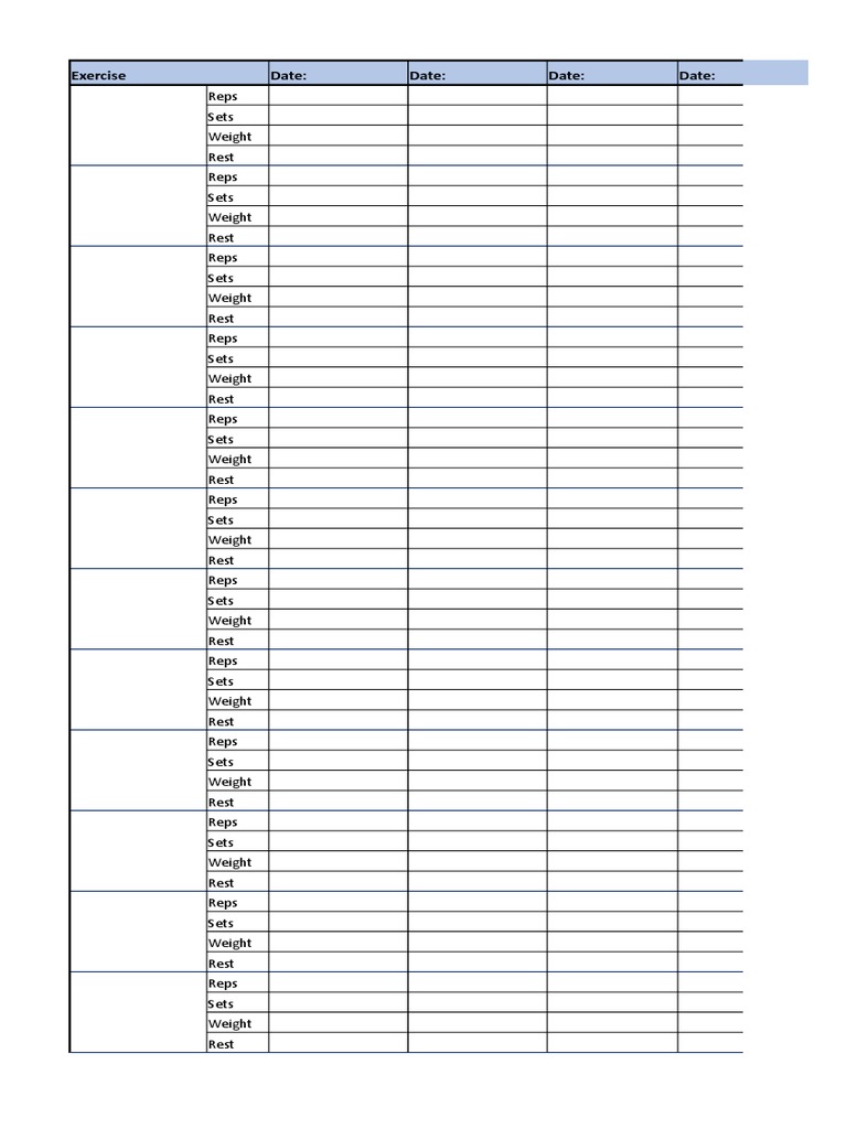 Exercise Date: Date: Date: Date | PDF | Physical Exercise | Recreation