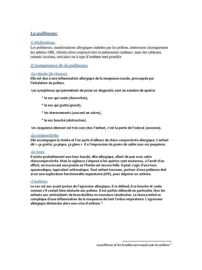 Symptômes et diagnostic de la pollinose | PDF | Allergie | Asthme