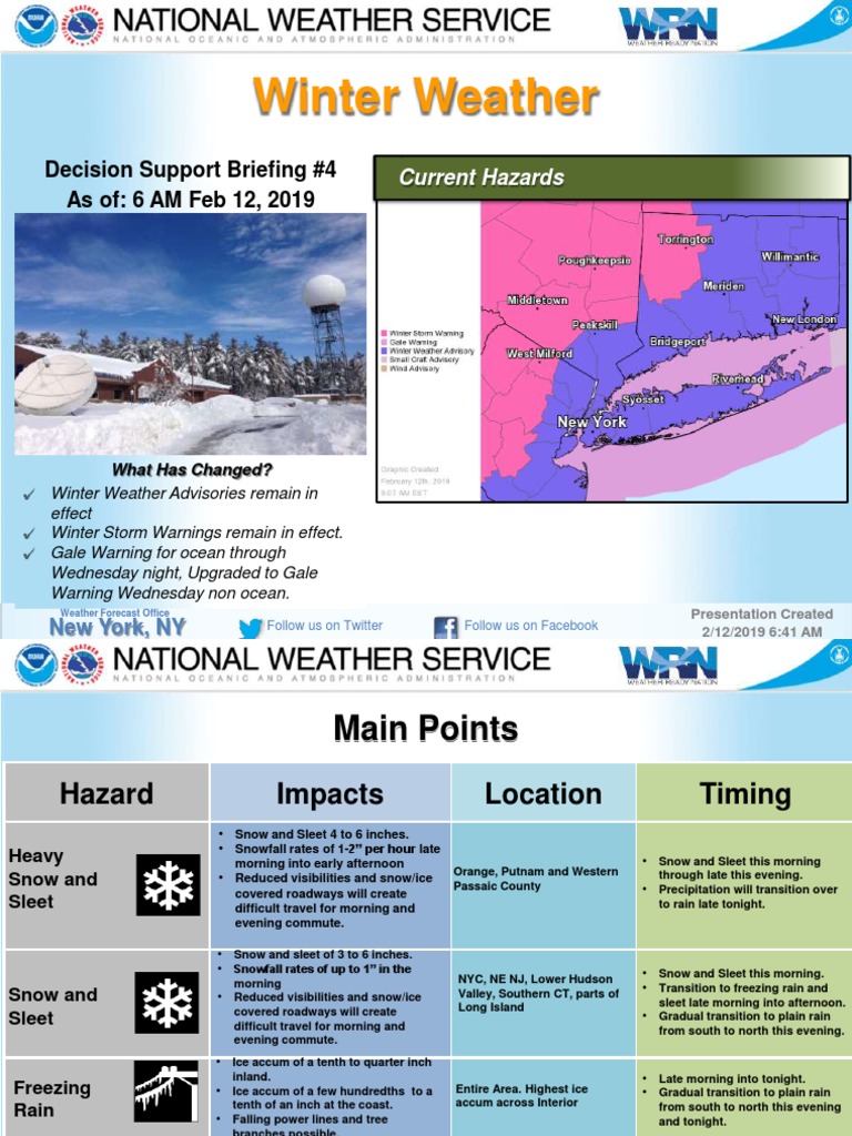 Winter Weather: Decision Support Briefing #4 As Of: 6 AM Feb 12, 2019 ...