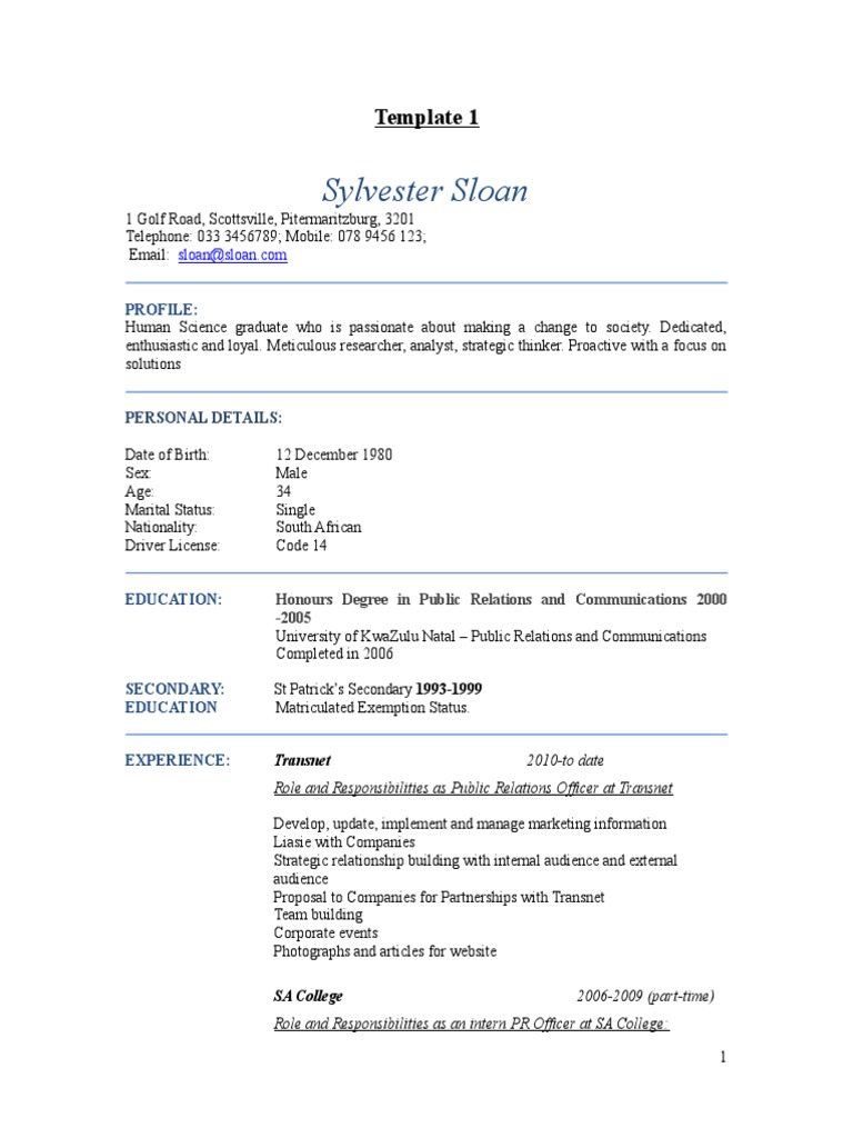 10 CV Templates | PDF | Public Relations | Business Development