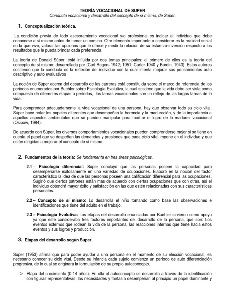 Teoria Donald Super | PDF | Comportamiento | Vida