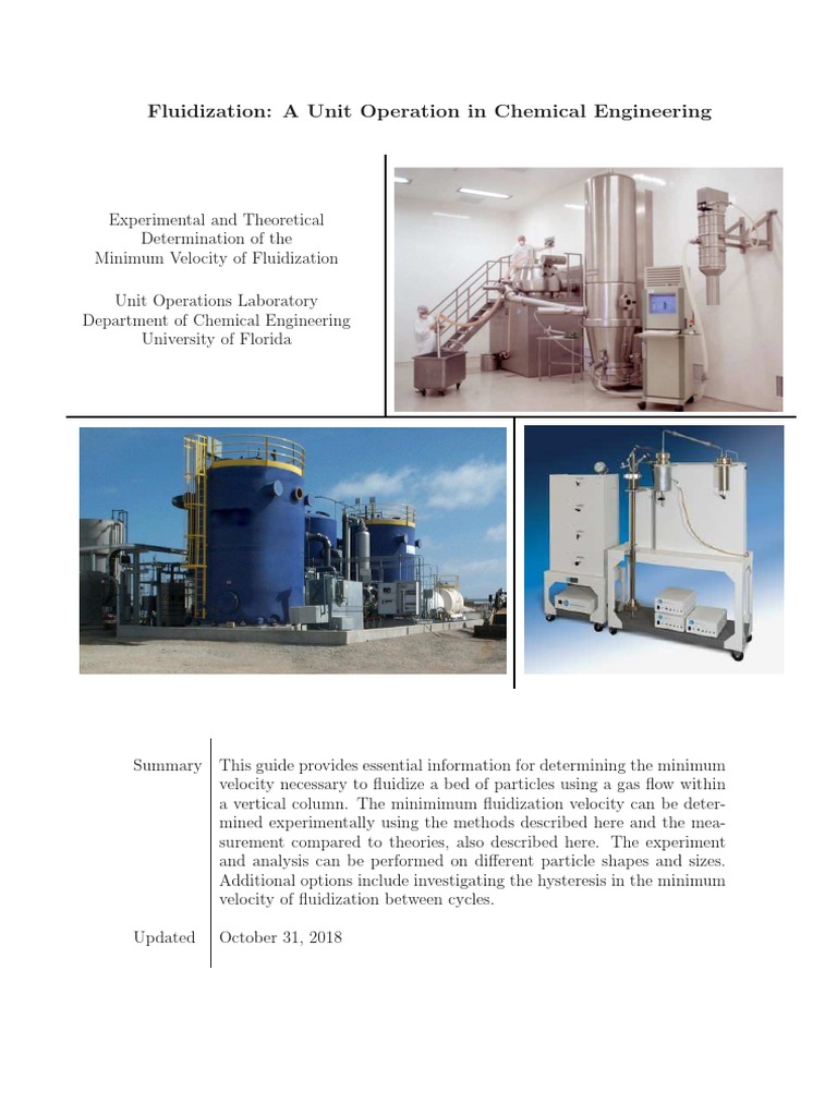 Fluidization: A Unit Operation in Chemical Engineering | PDF ...