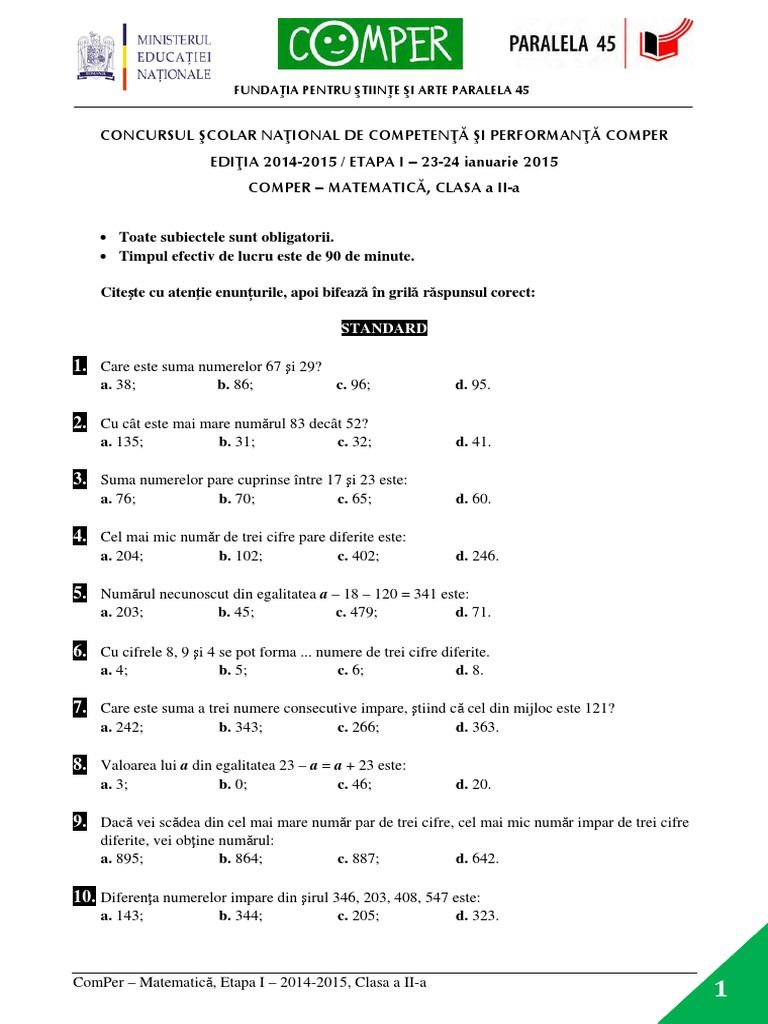 Comper Mate Cls 2 (2014-2015) | PDF