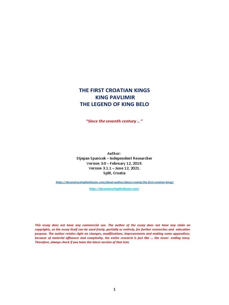 THE FIRST CROATIAN KINGS - KING PAVLIMIR - THE LEGEND OF KING BELO ...