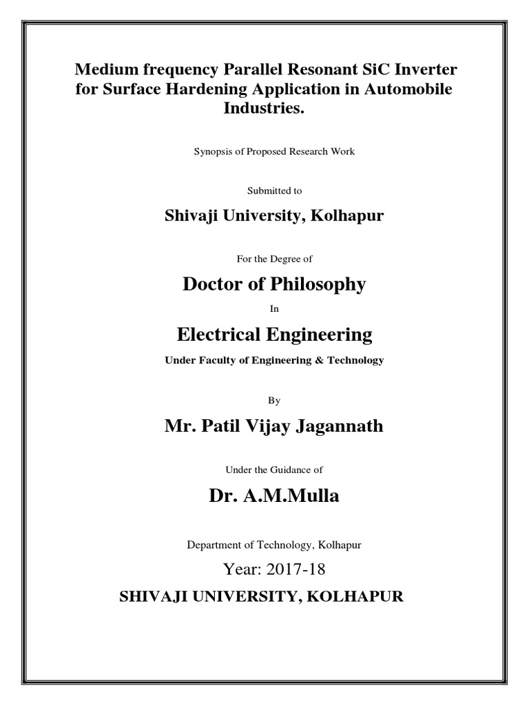 Final PHD Synopsis | PDF | Power Inverter | Rectifier