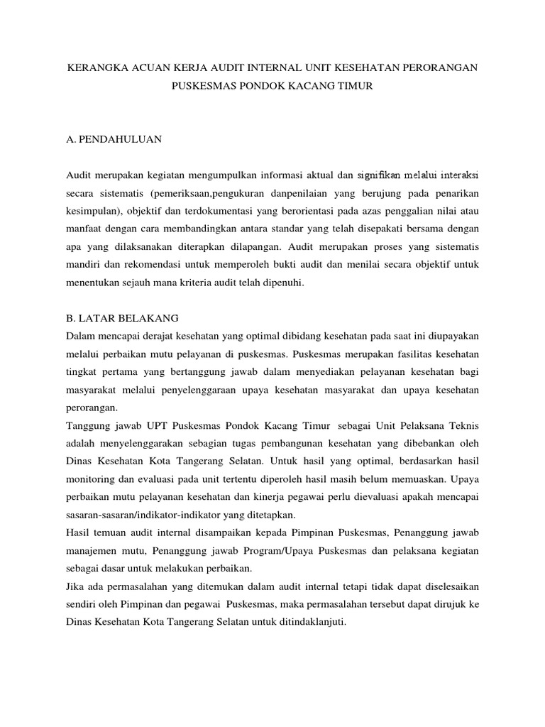 KAK Audit Internal UKP | PDF