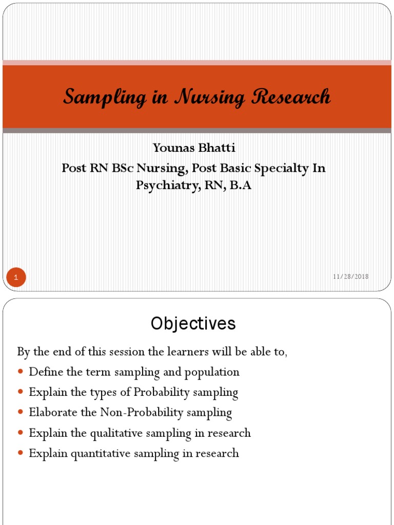 Sampling in Nursing Research: Younas Bhatti Post RN BSC Nursing, Post ...
