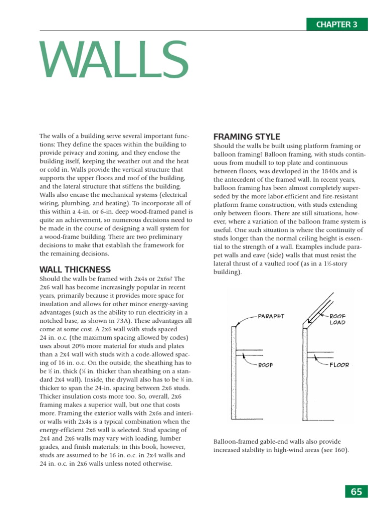 Walls: Framing Style | PDF | Framing (Construction) | Wall