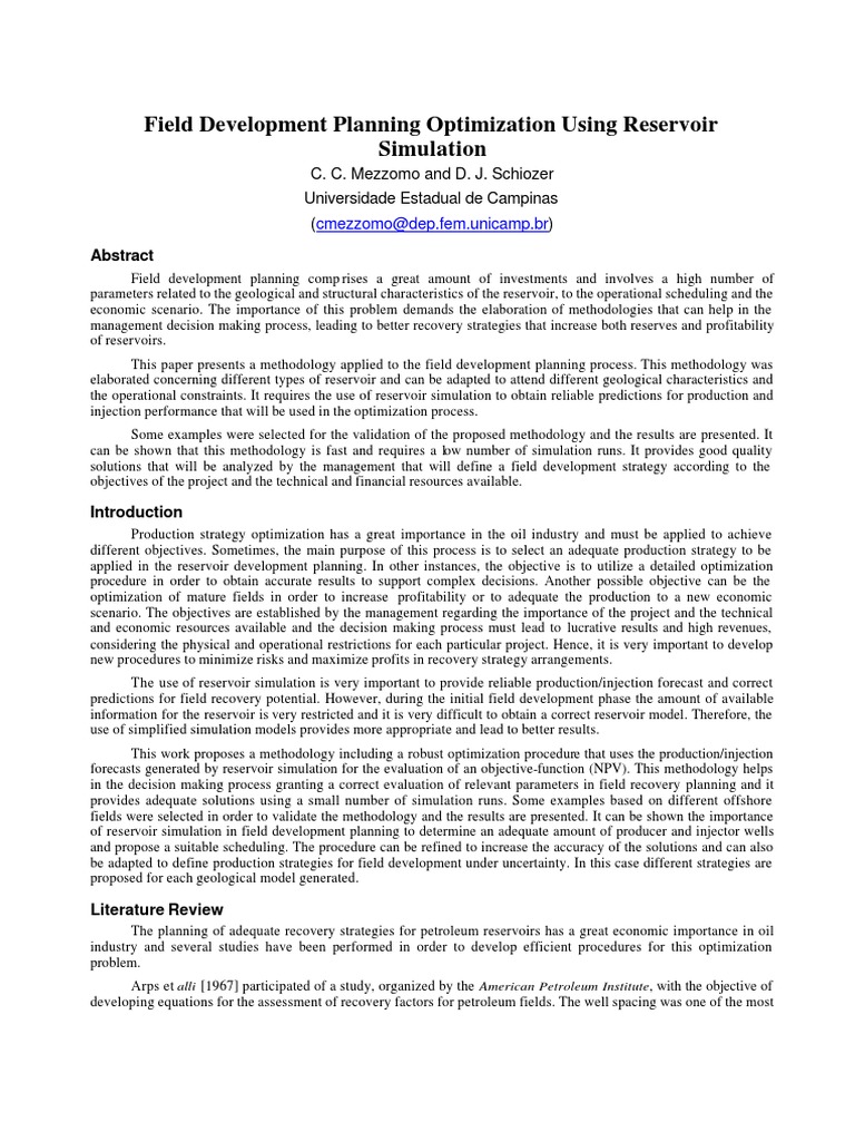 Field Development Planning Optimization Using Rese | PDF | Computer ...