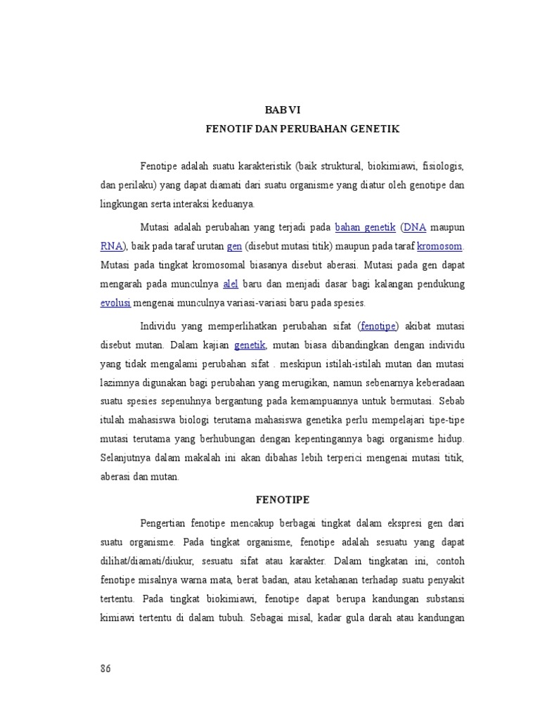 Fenotipe dan Mutasi Genetik pada Organisme | PDF
