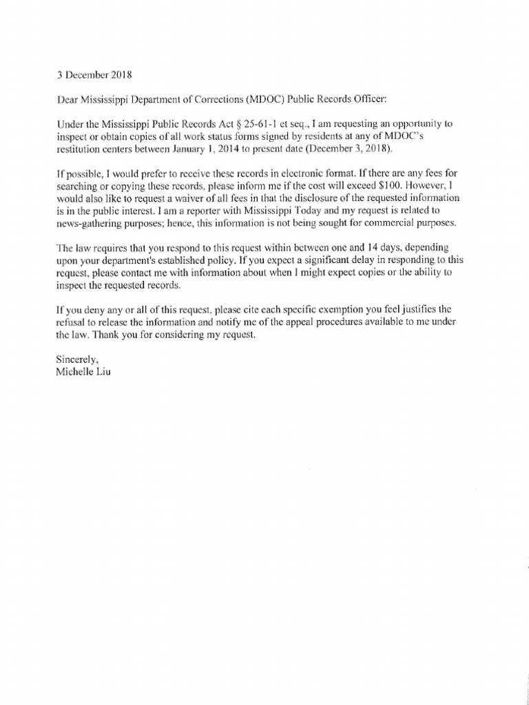 Public Records Request For FOIA | PDF