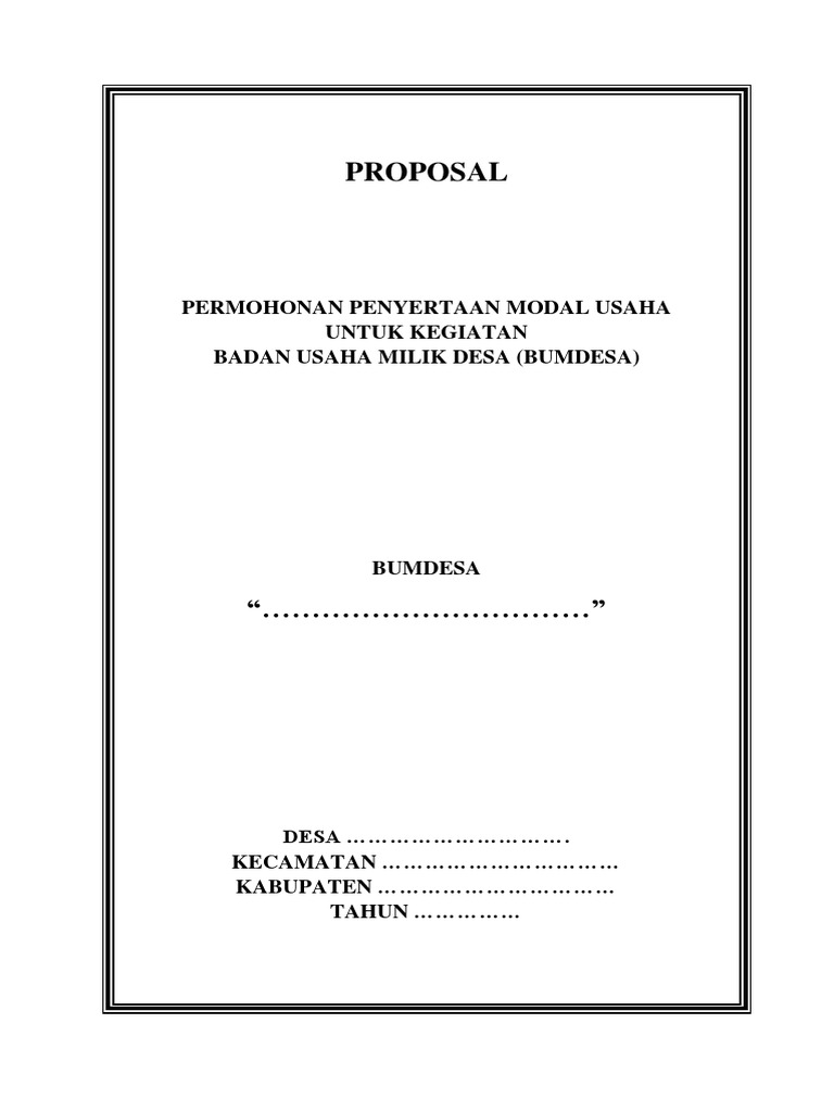 Contoh Proposal Permohonan Penyertaan Modal | PDF
