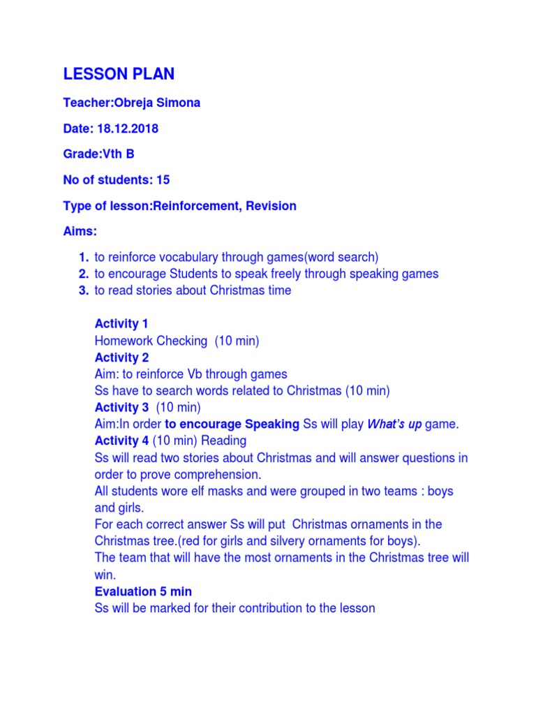 Lesson Plan: What's Up Game | PDF