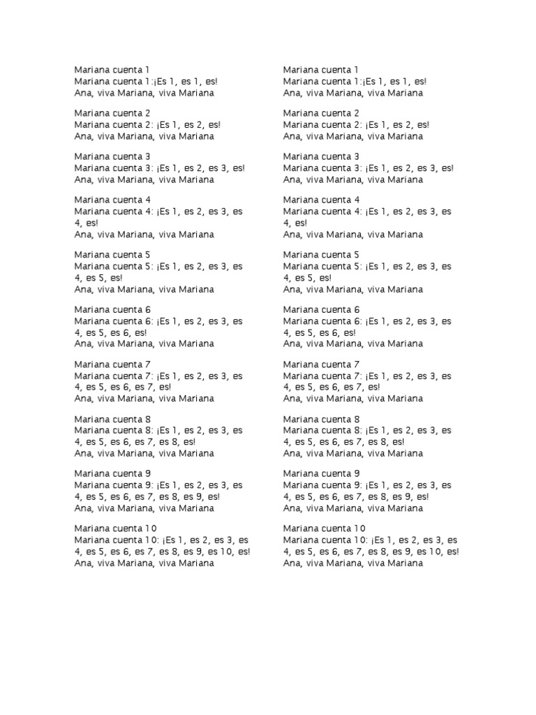 Mariana Cuenta Canción