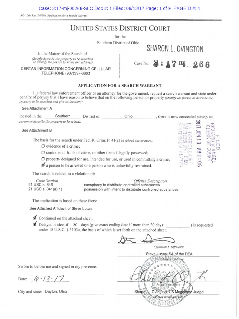 Glenmob DEA Search Warrant Case | PDF