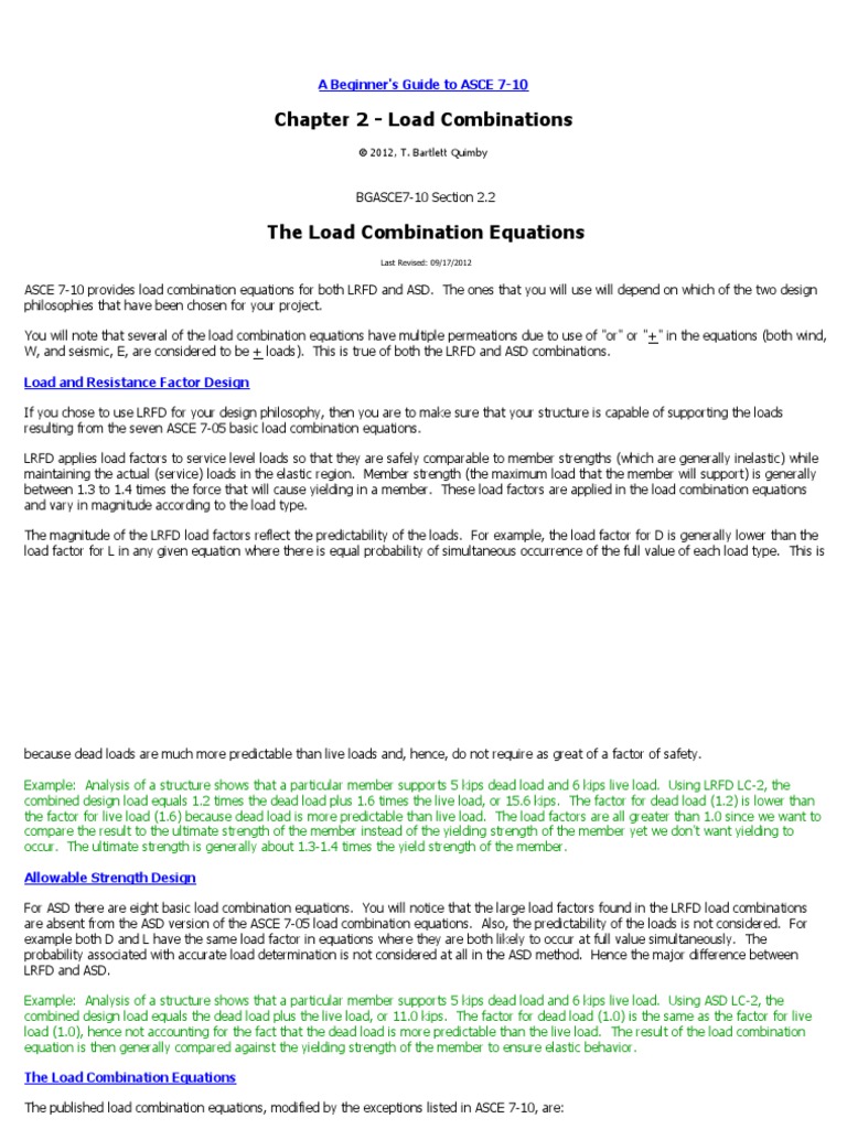 Load Combinations - A Beginners Guide Asce 7-10 | PDF | Yield ...